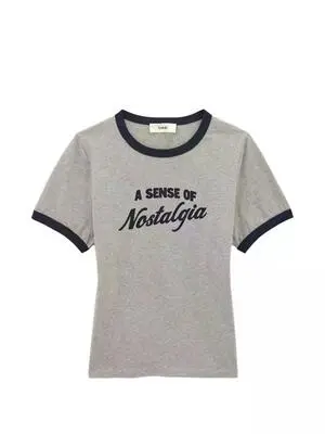 Ba&sh Rosta Slogan-print Ringer T-shirt - Grey