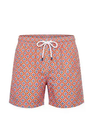 Fedeli Madeira Geometric-print Swim Shorts - Orange