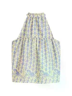 Scotch & Soda Sleeveless Cotton Blouse With Ruffled Collar And Beaded Detailing