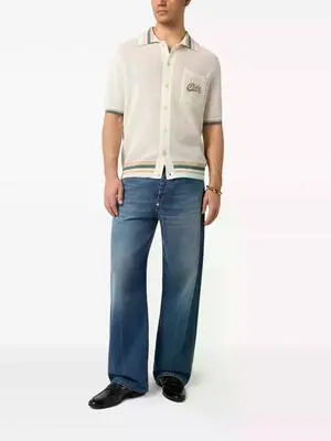 Philipp Plein Knitted Plein Polo Shirt Stars Patch - Neutrals