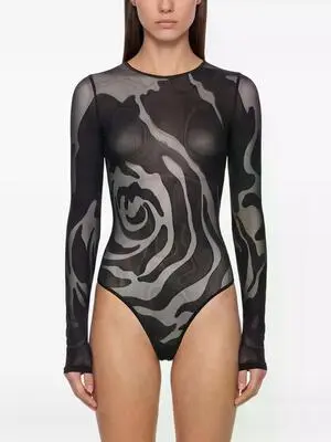 Wolford Rose-pattern Mesh Bodysuit