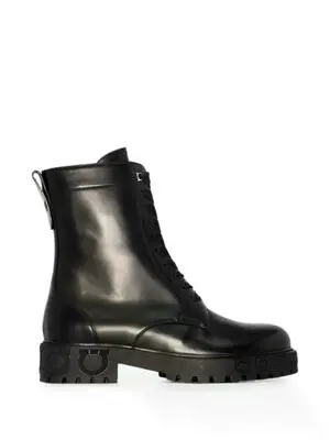FERRAGAMO Gancini Leather Combat Boots