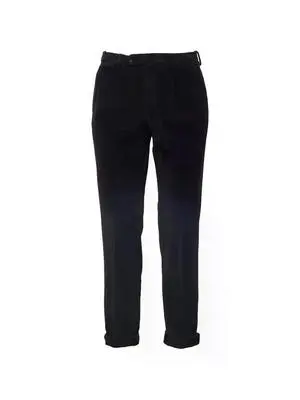 BRIGLIA 1949 Pleated Corduroy Trousers - Black