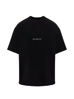 HAMZA Aky Slogan-print Cotton T-shirt - Black