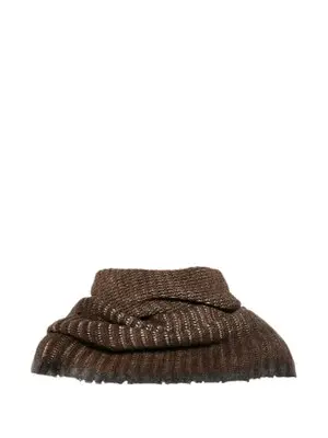 Avant Toi Scarf Hand Painted Destroyed Effect Neck-warmer - Brown