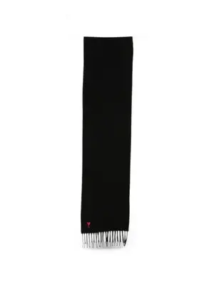 AMI Paris Scarf Wool "quota De Coeur - Black