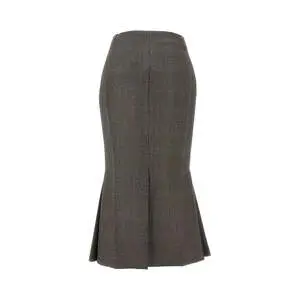Prada Prince Of Wales Wool Midi Skirt