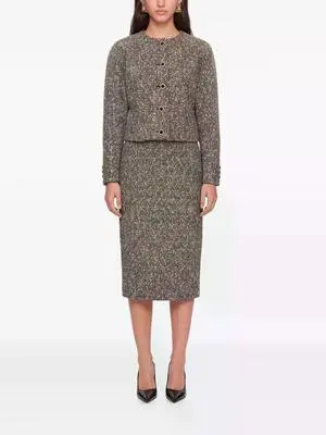 Alessandra Rich Bouclé-knit Pencil Midi Skirt