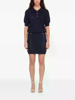 Alessandra Rich Pointelle-knit Button-detail Mini Skirt