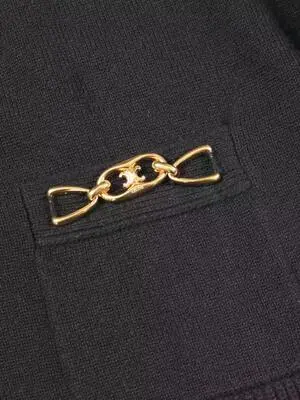 Celine 2010s Triomphe Button Cardigan - Black