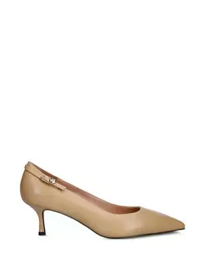 Moschino Heart Buckle Pointed Toe Kitten Heel Pumps