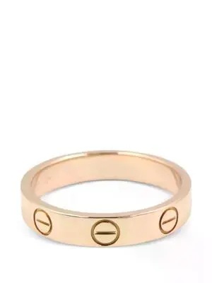 Cartier 18k Rose Gold Engraved Logo Band Ring - Pink