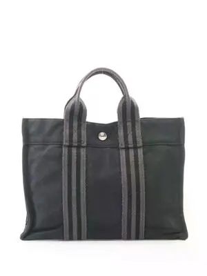 Hermès 2000s Pm Toile Fourre-tout Tote Bag - Black