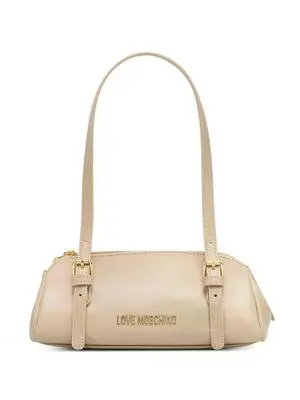 Moschino Logo Plaque Shoulder Bag - Neutrals