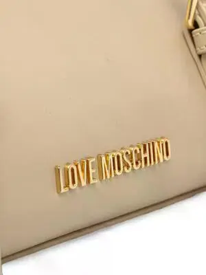 Moschino Logo Plaque Shoulder Bag - Neutrals