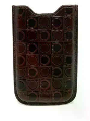 FERRAGAMO Gancini-embossed Leather Phone Cover - Brown