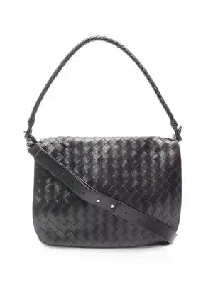 Bottega Veneta 2010s Intrecciato Messenger Bag - Black