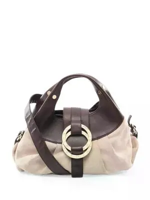 BVLGARI 2000s Chandra Leather-trim Tote Bag