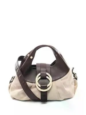 BVLGARI Chandra Leather Trim Tote Bag - Brown