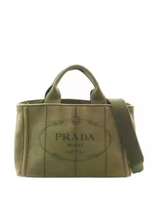 Prada Canapa Canvas Tote Bag - Green