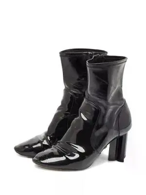 LOUIS VUITTON Patent Leather Block Heel Boots