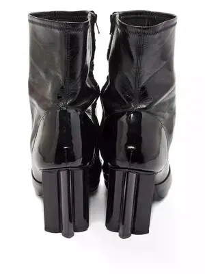 LOUIS VUITTON Patent Leather Block Heel Boots