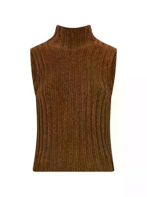 R13 Sleeveless Ribbed Knit High Neck Sweater