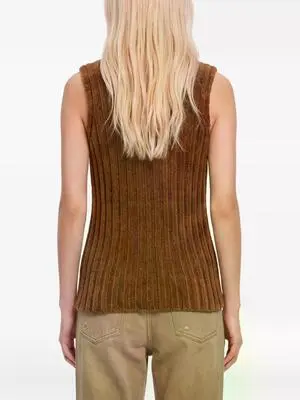 R13 Sleeveless Ribbed Knit High Neck Sweater