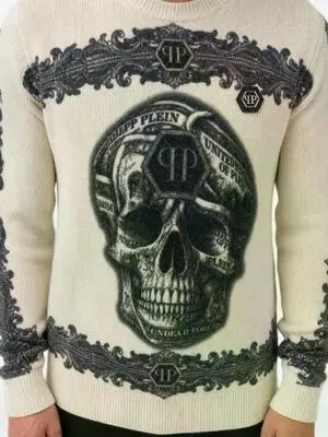 Philipp Plein Baroque Skull Long-sleeve Sweater - Neutrals