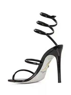 Rene Caovilla Patent Leather Cleo Wrap-around Stiletto Sandals