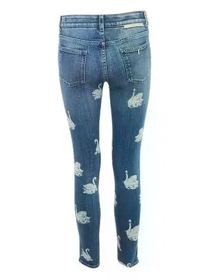 Stella McCartney Embroidered Swan Print Skinny Jeans