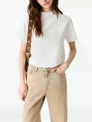 Maje Embroidered Mock Neck Top