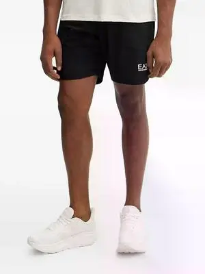 EA7 Logo-print Elasticated Shorts - Black