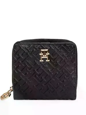 Tommy Hilfiger Monogram-embossed Zip-around Wallet - Black
