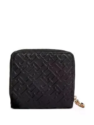 Tommy Hilfiger Monogram-embossed Zip-around Wallet - Black