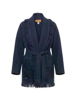 Alanui Embroidered Wool Cardigan With Fringe And Shawl Lapels