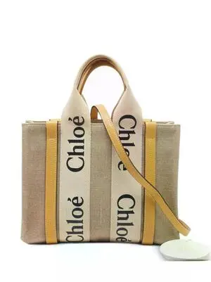 Chloé Small Woody Leather-trim Tote Bag - Neutrals