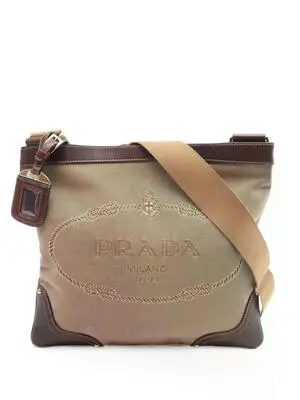 Prada 2000s Mide Logo Jacquard Shoulder Bag