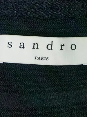 Sandro Openwork-trim Ribbed Midi Dress
