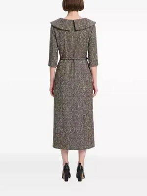 Alessandra Rich Off-shoulder Sequin-tweed Midi Dress