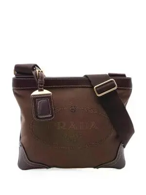 Prada 2010s Logo Jacquard Shoulder Bag