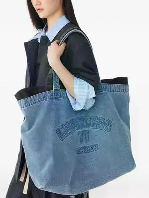 STUDIO TOMBOY Logo-embossed Denim Tote Bag