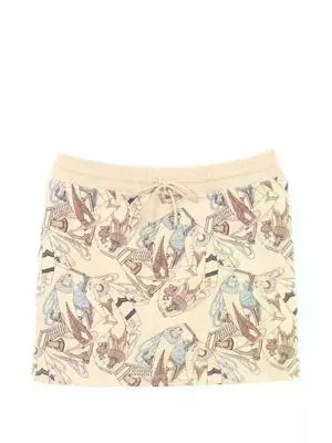 Hermès 2010s Zouaves Et Dragons Finesse Pattern Mini Skirt - Neutrals
