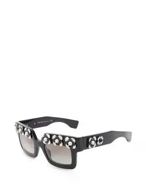 Prada 2010s Flower-embellished Square Sunglasses