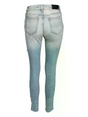 Amiri Distressed Crystal-embellished Jeans - Blue