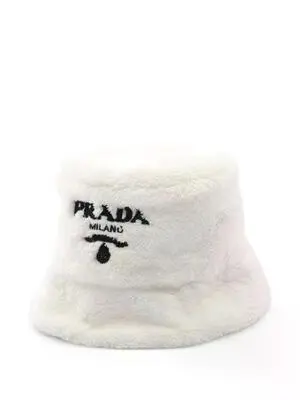 Prada 2010s Logo Bucket Hat - White