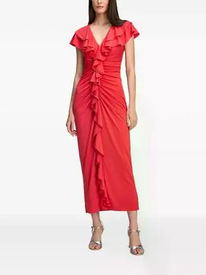 Cinq À Sept Tallis Ruffled Ruched Midi Dress