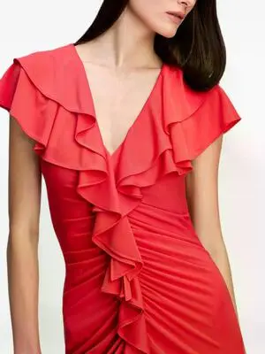 Cinq À Sept Tallis Ruffled Ruched Midi Dress