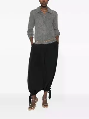 Chloé Chloé Brushed-Knit Polo Sweater Grey
