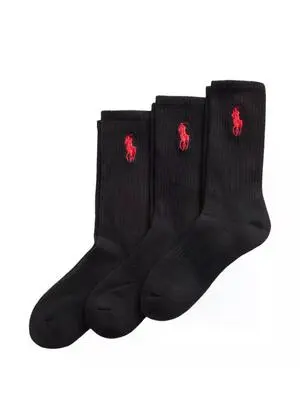 Polo Ralph Lauren Embroidered Pony Crew Socks - Black